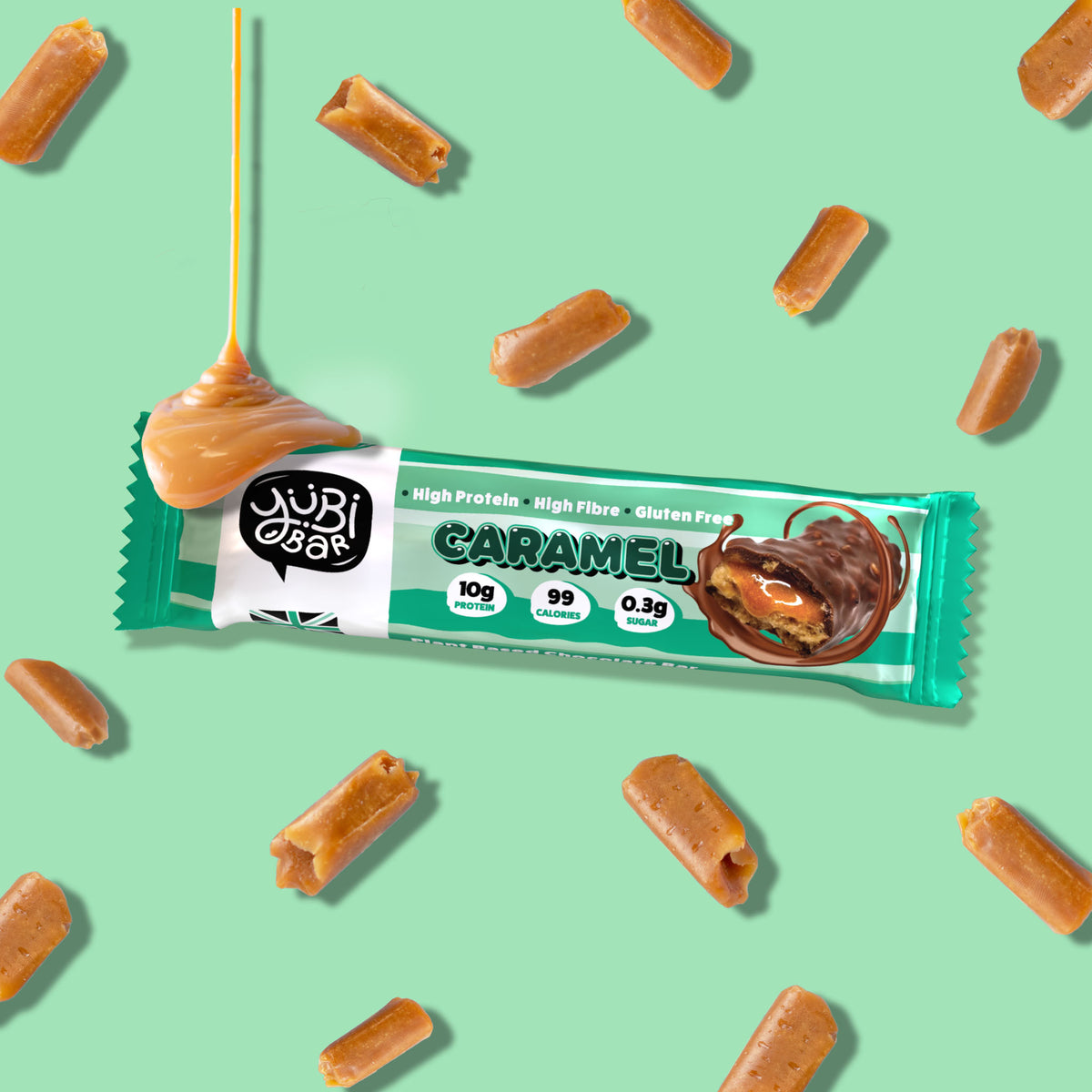 Caramel | 99 Calorie Protein Bars | 12 Pack | YuBi Bar | YuBi Bar