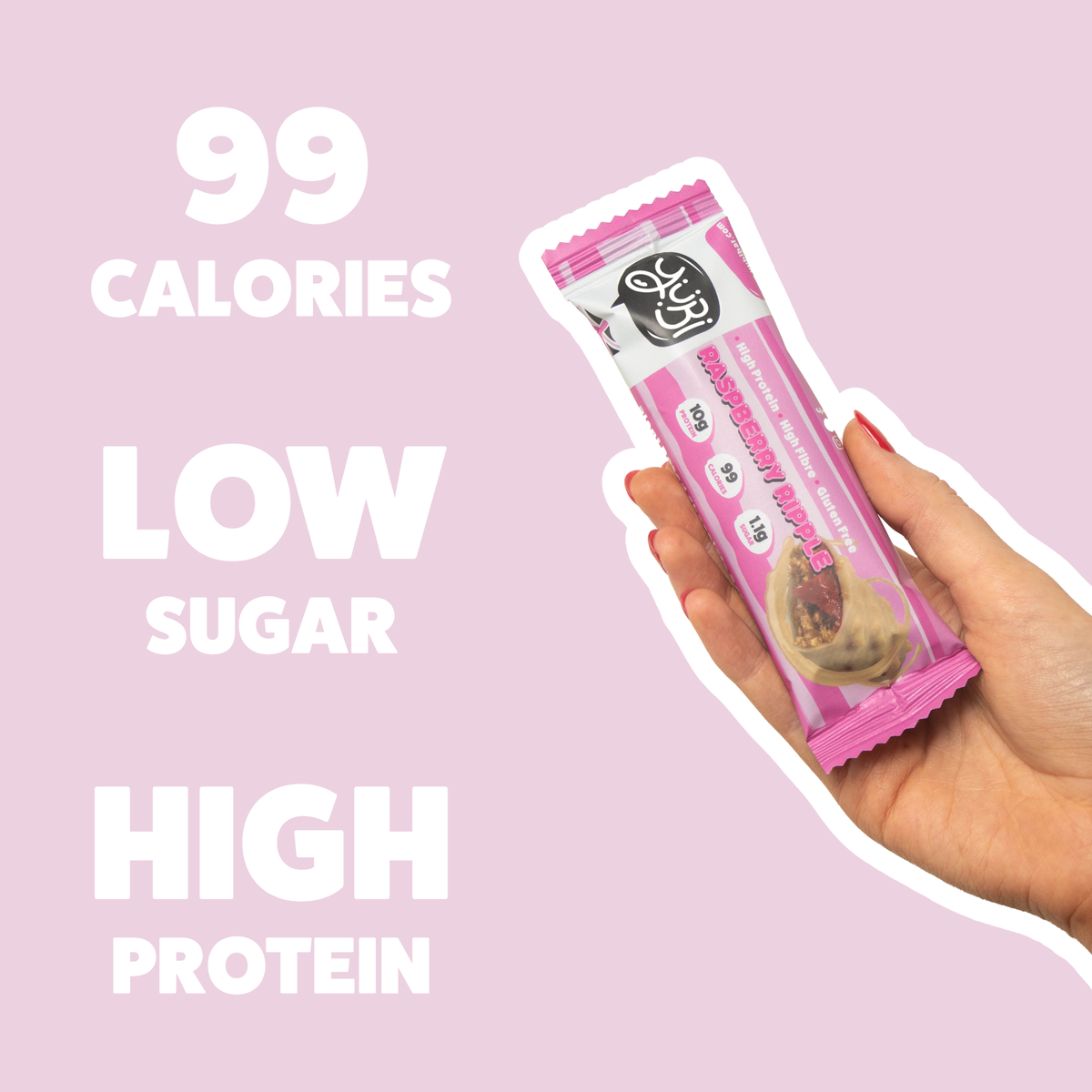 Raspberry Ripple | 99 Calorie Protein Bars | 12 Pack | YuBi Bar