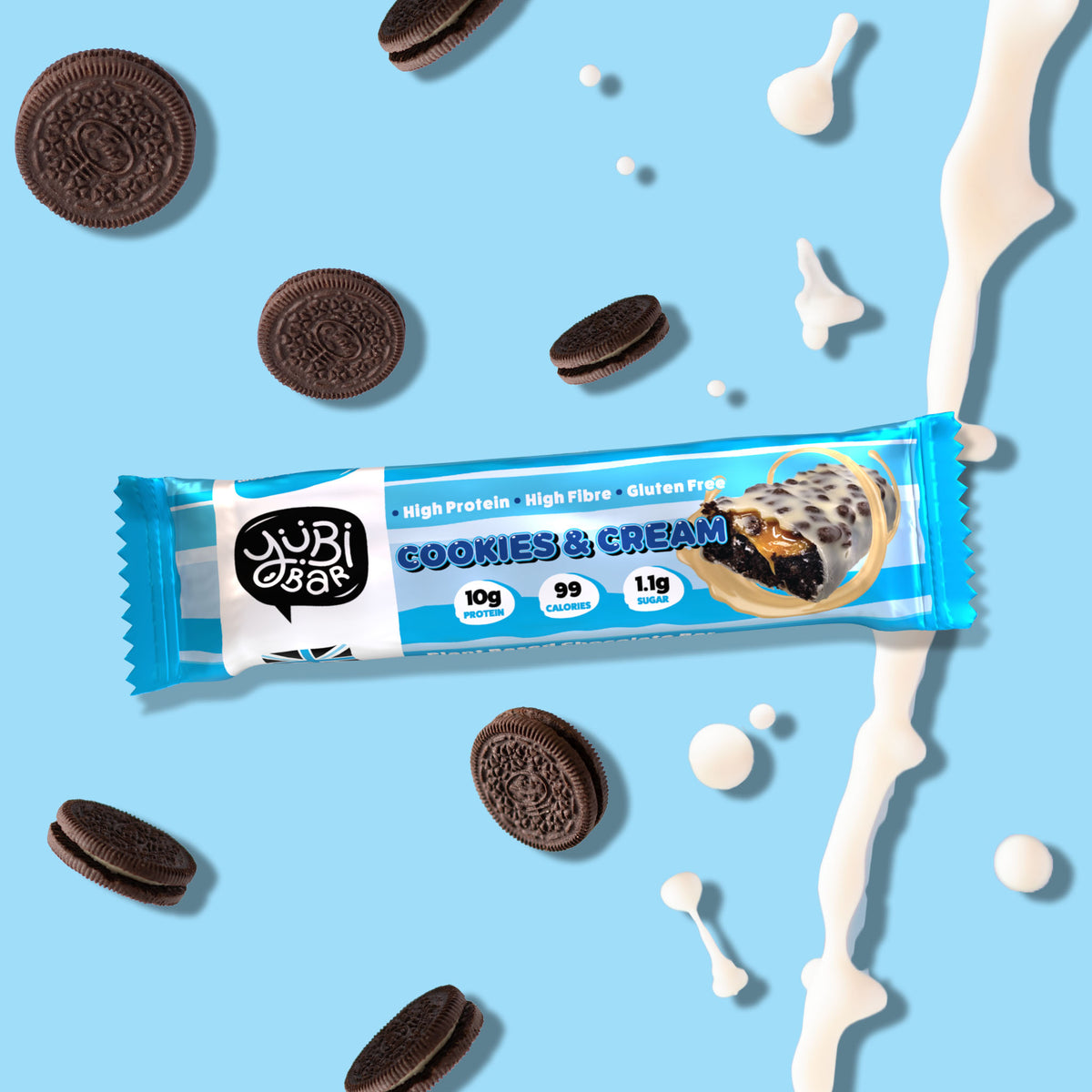 Cookies & Cream | 99 Calorie Protein Bars | 12 Pack | YuBi Bar | YuBi Bar