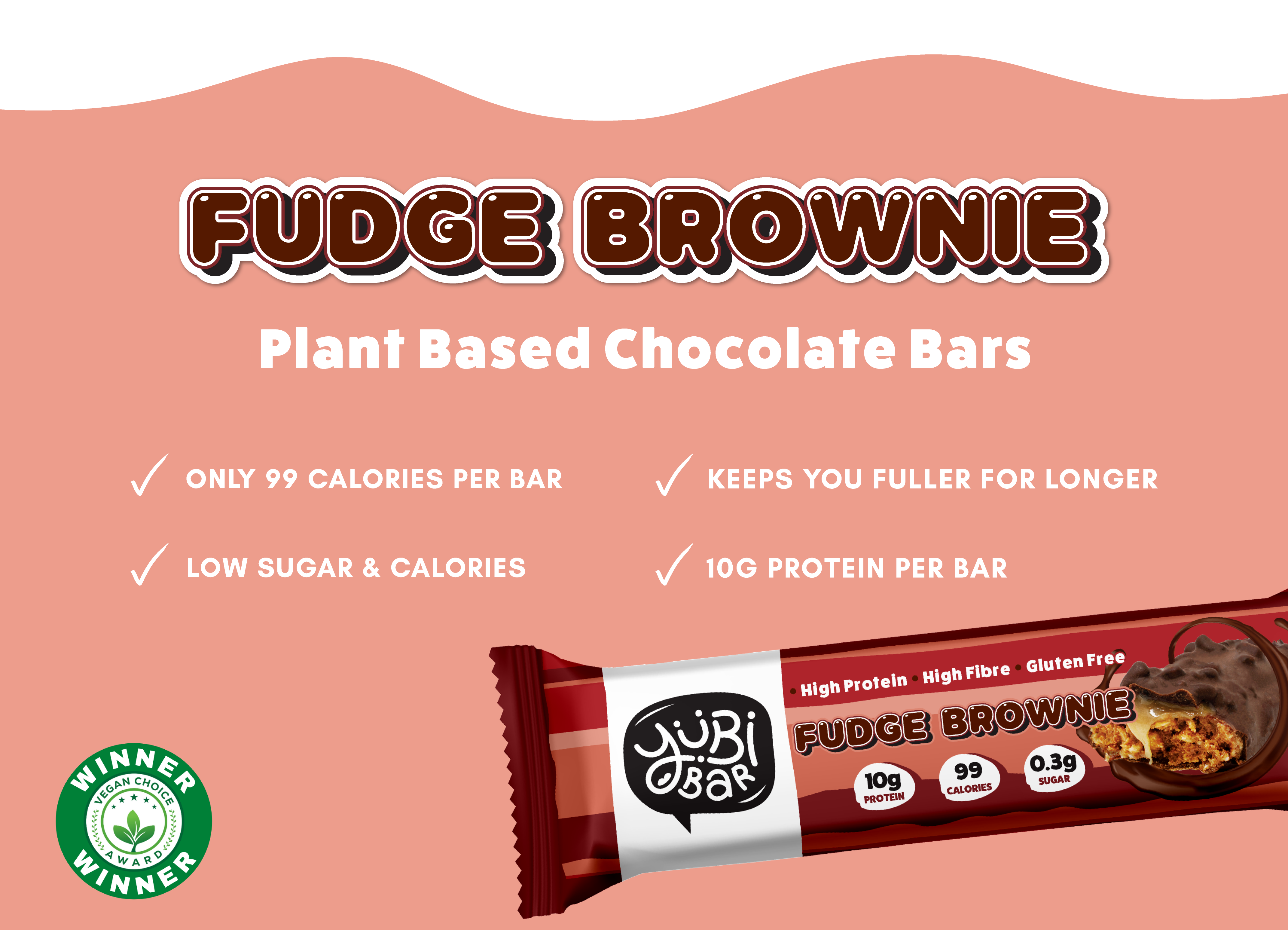 Fudge Brownie | Low Calorie Protein Bars | 12 Pack | YuBi Bar | YuBi Bar