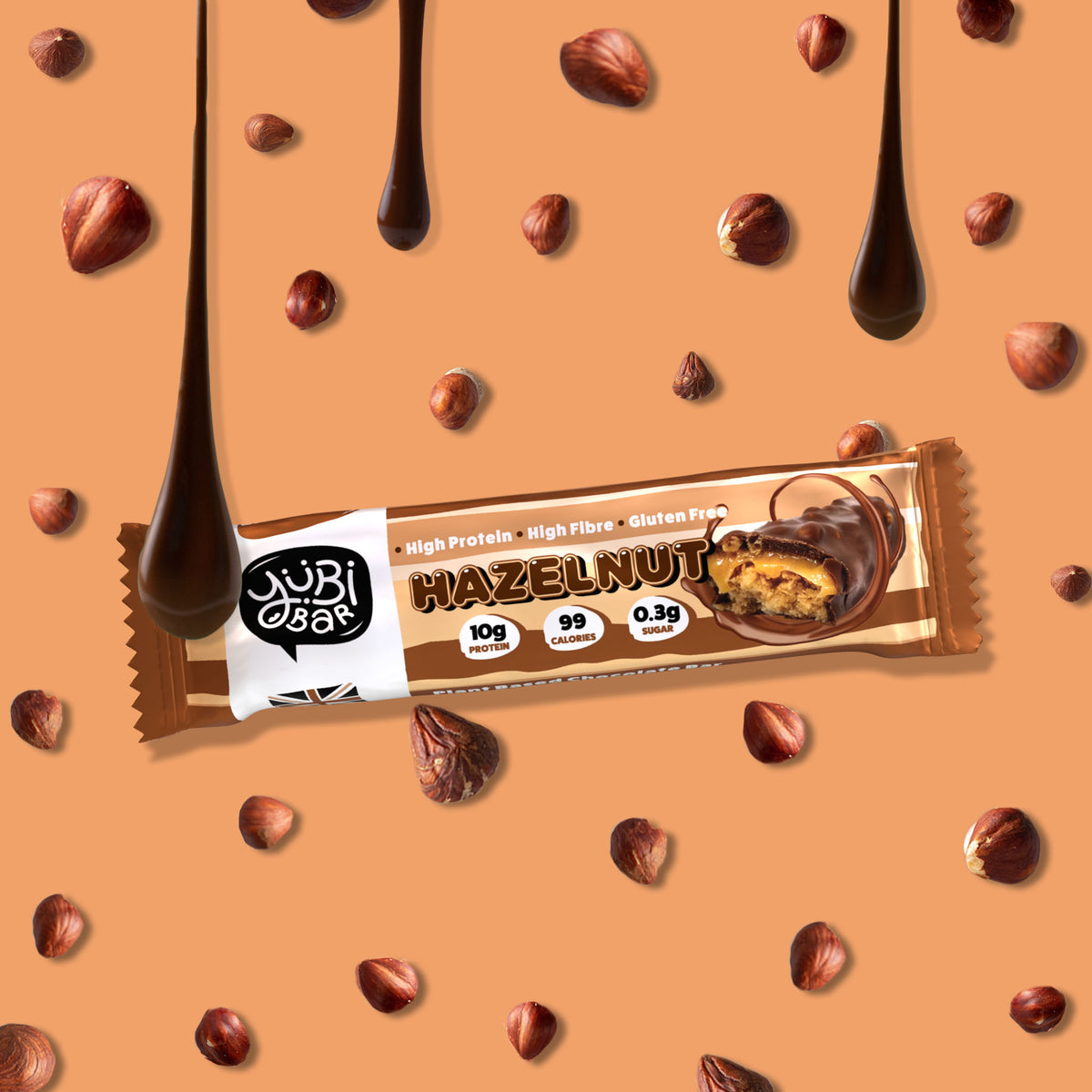 Hazelnut | 99 Calorie Protein Bars | 12 Pack | YuBi Bar | YuBi Bar