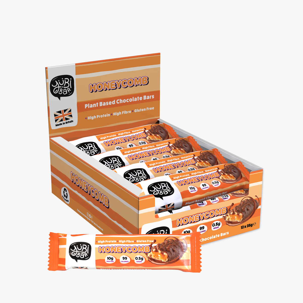 Honeycomb | 99 Calorie Protein Bars | 12 Pack | YuBi Bar
