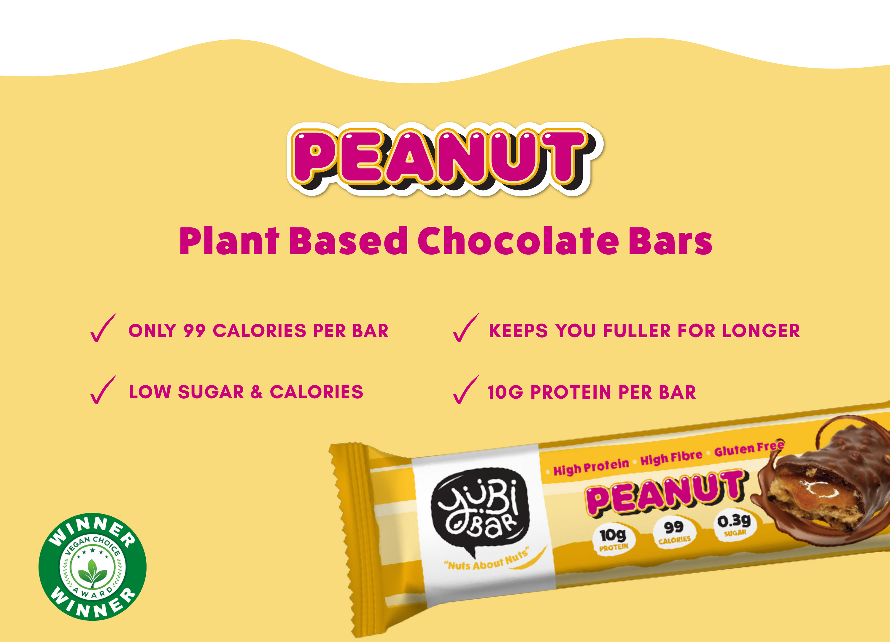 Peanut | 99 Calorie Protein Bars | 12 Pack | YuBi Bar | YuBi Bar