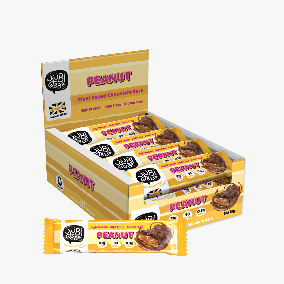Peanut | 99 Calorie Protein Bars | 12 Pack | YuBi Bar