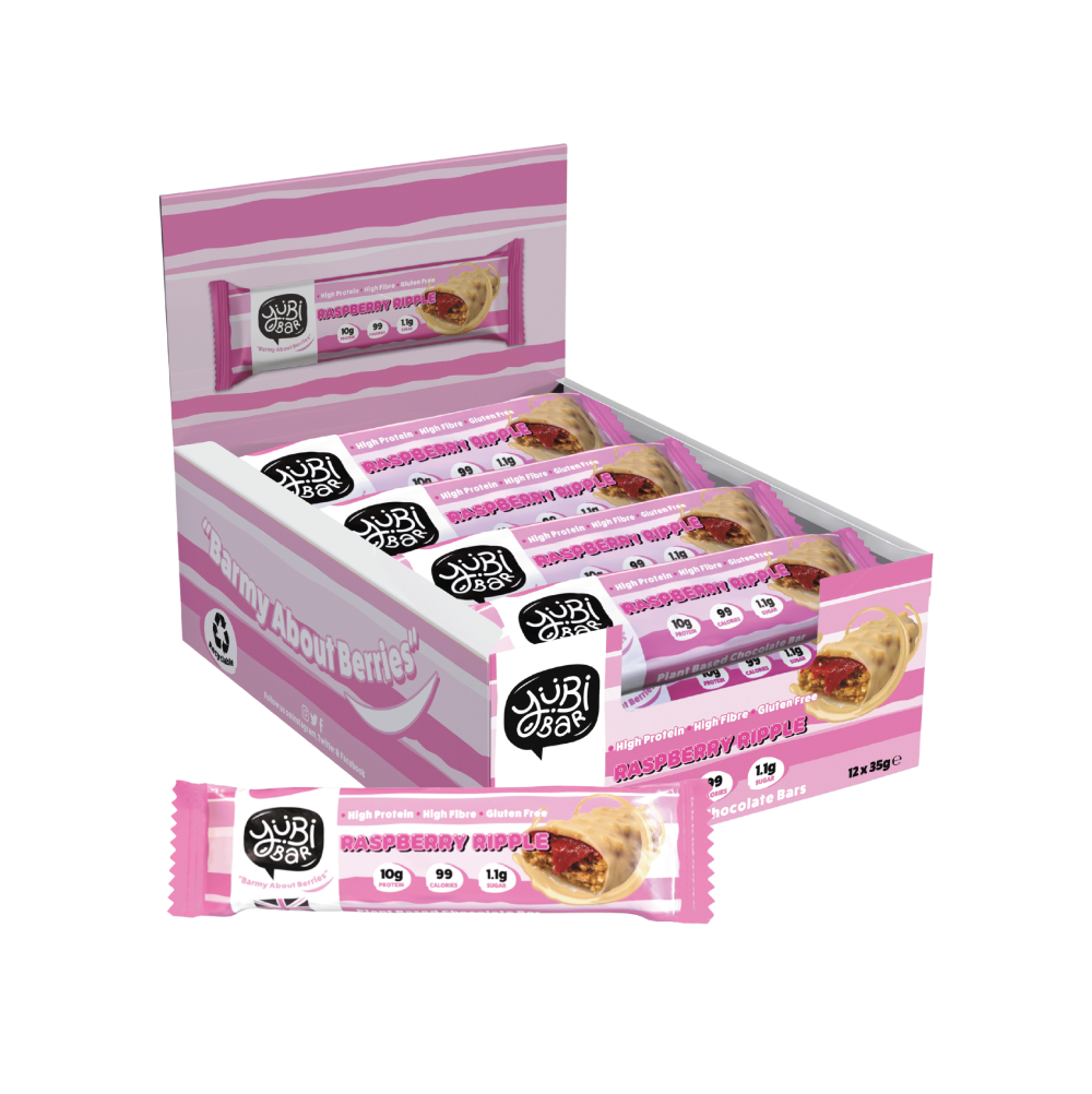 Raspberry Ripple | 99 Calorie Protein Bars | 12 Pack | YuBi Bar | YuBi Bar