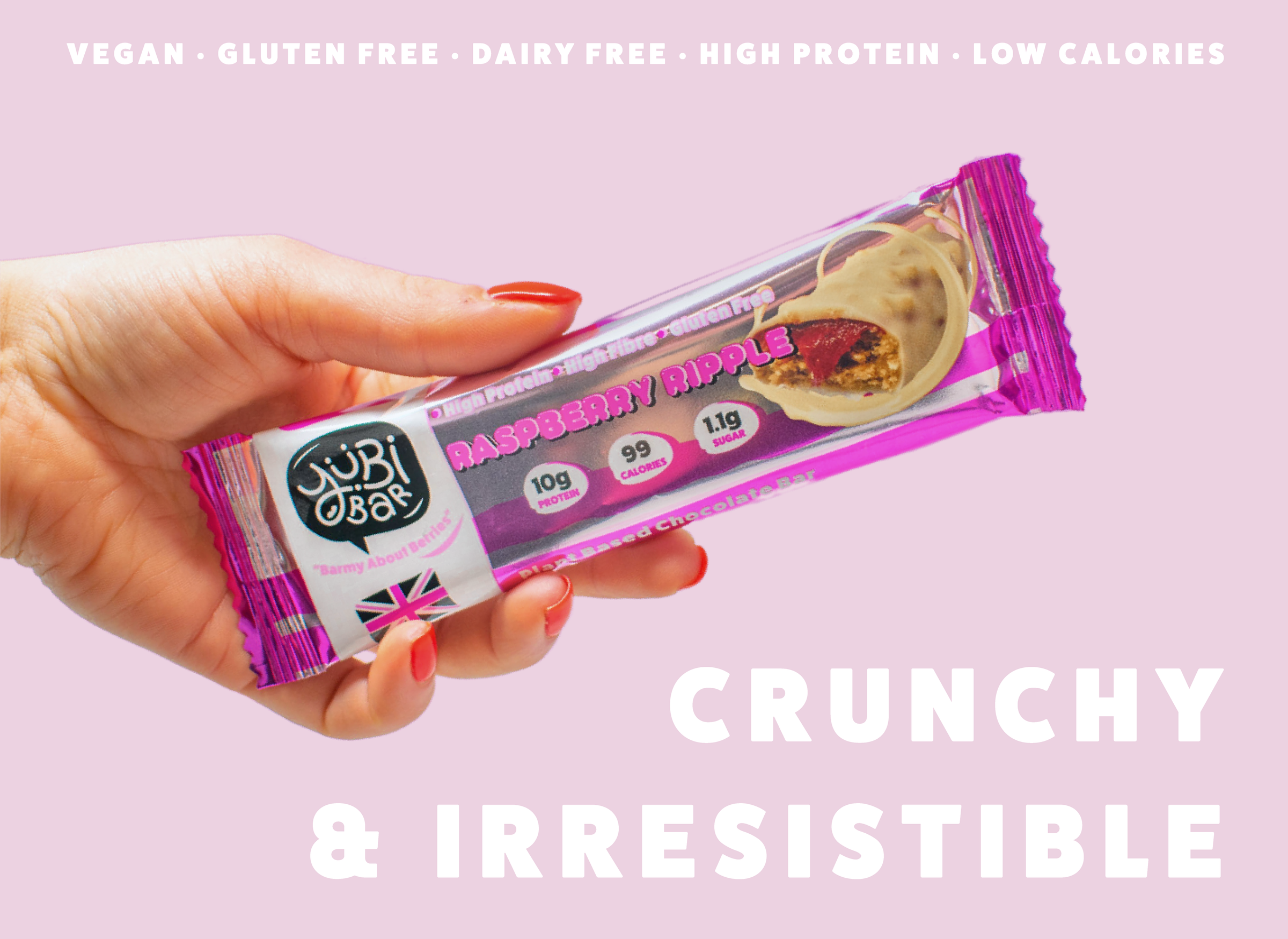 Raspberry Ripple | 99 Calorie Protein Bars | 12 Pack | YuBi Bar | YuBi Bar