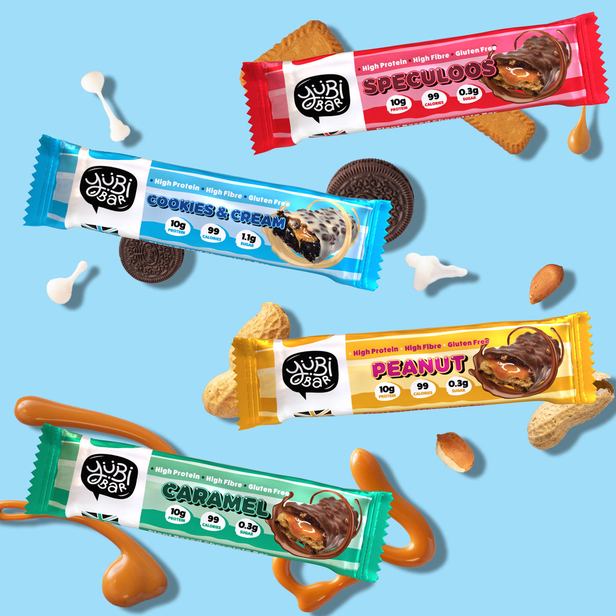 Protein Bars Variety Pack | 99 Calorie | 12 Pack | YuBi Bar | YuBi Bar